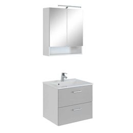 Pharao24.de Badezimmer Set in Wei&szlig; und Hellgrau 60 cm breit (zweiteilig)