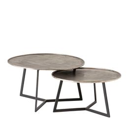 Pharao24.de Sofa Tisch Set mit Metallplatten aus Aluminium B&uuml;gelgestell (zweiteilig)