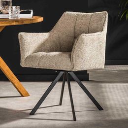 Pharao24.de Polsterstuhl Esszimmer mit Armlehnen in Beige und Schwarz drehbar (2er Set)