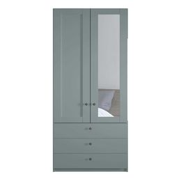 Pharao24.de Dreht&uuml;renschrank mit Spiegel rechts in Graugr&uuml;n Landhausstil