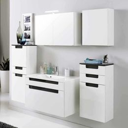 Pharao24.de Badezimmer Set aus MDF Anthrazit (f&uuml;nfteilig)