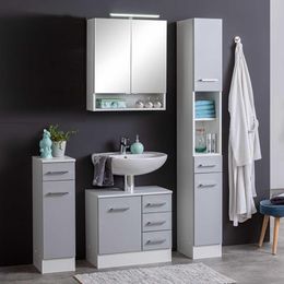 Pharao24.de Badezimmer Set in Hellgrau und Wei&szlig; 110 cm breit (vierteilig)