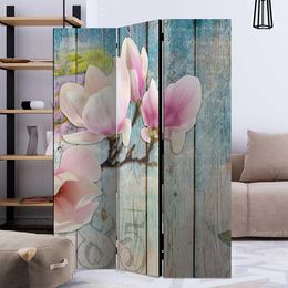 Pharao24.de Trennwand Paravent in Bunt Magnolien Motiv