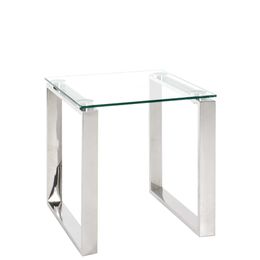 Pharao24.de Beitisch aus Glas und Edelstahl B&uuml;gelgestell