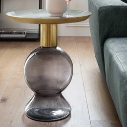 Pharao24.de Beistelltisch Sofa mit Glas Fu&szlig; Metallplatte
