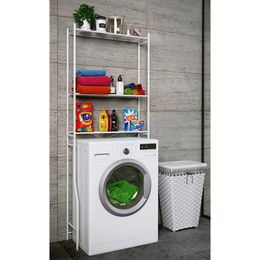 Pharao24.de Waschmaschine Regal Metall in Wei&szlig; 160 cm hoch - 68 cm breit