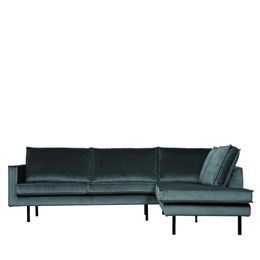 Pharao24.de L Sofa in Petrol Samt Retrostil