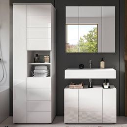 Pharao24.de Badezimmer Einrichtung Waschplatz Set dreiteilig 142 cm breit (dreiteilig)