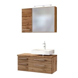 Pharao24.de Badezimmerm&ouml;belset in Wildeichefarben modern (dreiteilig)