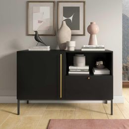 Pharao24.de Sideboard Kommode in Schwarz mit einer Schublade