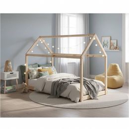 Pharao24.de Kinderzimmer Bett aus Kiefer Massivholz Haus Optik