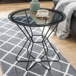 Pharao24.de Beistelltisch mit Glasplatte im Skandi Design 55 cm breit