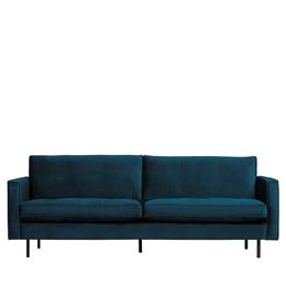 Pharao24.de Sitzsofa in Blau Samt Retrostil