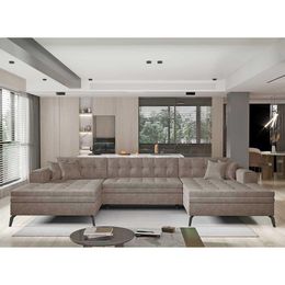 Pharao24.de Couchlandschaft Sofalandschaft in Taupe mit Schlaffunktion