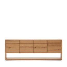Pharao24.de Wohnzimmersideboard modern Eiche Furnier lackiert 4 Dreht&uuml;ren