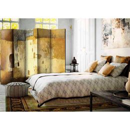 Pharao24.de Spanische Wand mit mediterranen H&auml;user Motiven Goldfarben und Braun