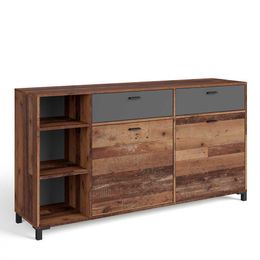 Pharao24.de Industry Sideboard in Holz Antik und Anthrazit 160 cm breit