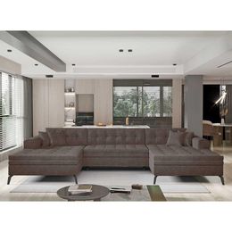Pharao24.de Sofa Couch mit Schlaffunktion in Graubraun
