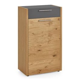 Pharao24.de Schuhschrank Flurschrank in Grau matt und Eiche Bianco