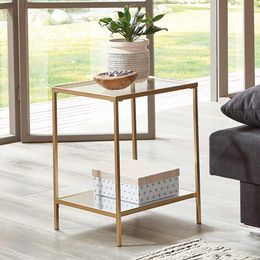 Pharao24.de Beistelltisch Sofa in Goldfarben quadratischer Tischplatte