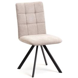 Pharao24.de Polsterstuhl Esszimmerstuhl mit gepolsterter R&uuml;ckenlehne in Beige (2er Set)