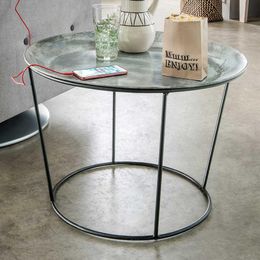 Pharao24.de Runder Wohnzimmertisch aus Metall Industry und Loft Stil