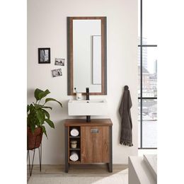 Pharao24.de G&auml;ste WC M&ouml;bel Set in Eiche dunkel Grau (zweiteilig)