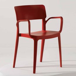 Pharao24.de Rote Armlehnen Stapelst&uuml;hle aus Kunststoff modern (4er Set)