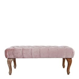 Pharao24.de Vintage Schlafzimmerbank in Pink Vierfu&szlig;gestell aus Holz