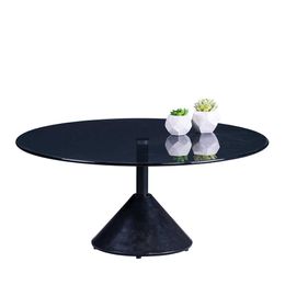 Pharao24.de Schwarzer Salontisch aus Sicherheitsglas Metall