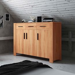 Pharao24.de Sideboard aus Kernbuche Massivholz 3 T&uuml;ren 155x109x45 cm Pharao24