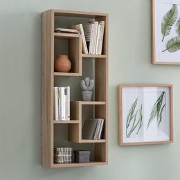 Pharao24.de Wohnzimmer Wand Regal in Sonoma-Eiche 90 cm hoch - 36 cm breit