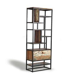 Pharao24.de Standregal Holzregal aus Metall und Recyclingholz