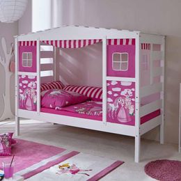 Pharao24.de M&auml;dchen Kinderbett in Wei&szlig; Rosa Prinzessin Design
