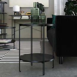 Pharao24.de Beistelltisch Sofa schwarz mit Strukturglasplatte 55 cm hoch