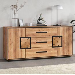 Pharao24.de Esszimmerkommode Holzkommode mit Hirnholz Applikation 166 cm breit