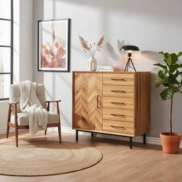 Pharao24.de Dielen Kommode Skandistil mit f&uuml;nf Schubladen 95 cm hoch
