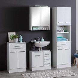 Pharao24.de Badm&ouml;bel Komplettset in Wei&szlig; 160 cm breit (vierteilig)