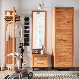 Pharao24.de Flurgarderobe aus Kernbuche Massivholz Industry und Loft Stil (vierteilig)