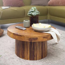 Pharao24.de Sofa Tisch aus Sheesham Massivholz rund