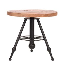 Pharao24.de Sofa Tisch aus Mangobaum Massivholz und Metall rund