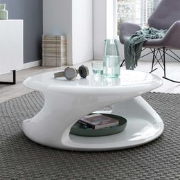 Pharao24.de Moderner Couchtisch in Wei&szlig; Hochglanz 80 cm breit