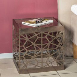 Pharao24.de Glas Beistelltisch in Bronzefarben Antik Finish