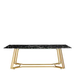Pharao24.de Glas und Metall Couchtisch in Schwarz Goldfarben