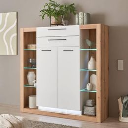 Pharao24.de Wohnzimmer Schrank Wohnzimmerschrank mit Dreht&uuml;ren und zwei Schubladen