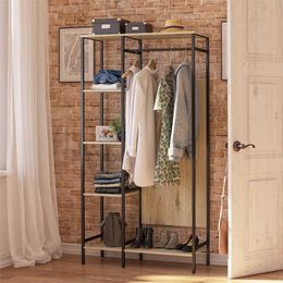 Pharao24.de Dielengarderobe modern in Schwarz und Holzoptik Naturfarben 95 cm breit