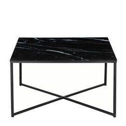 Pharao24.de Salontisch im Retrostil Glasplatte Marmoroptik