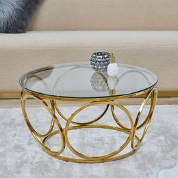 Pharao24.de Salontisch aus Glas Ringgestell