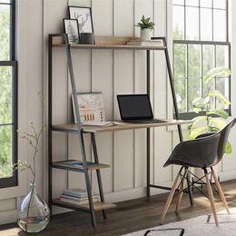 Pharao24.de Moderner Homeoffice Tisch mit Seitenregalen 134 cm hoch
