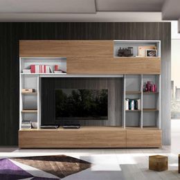 Pharao24.de Fernsehwand in Nussbaumfarben und Wei&szlig; modern